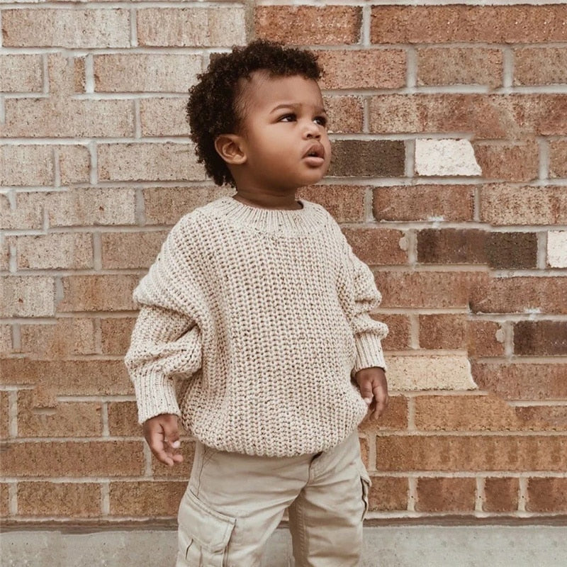Chunky Speckled Knit Sweater Beige