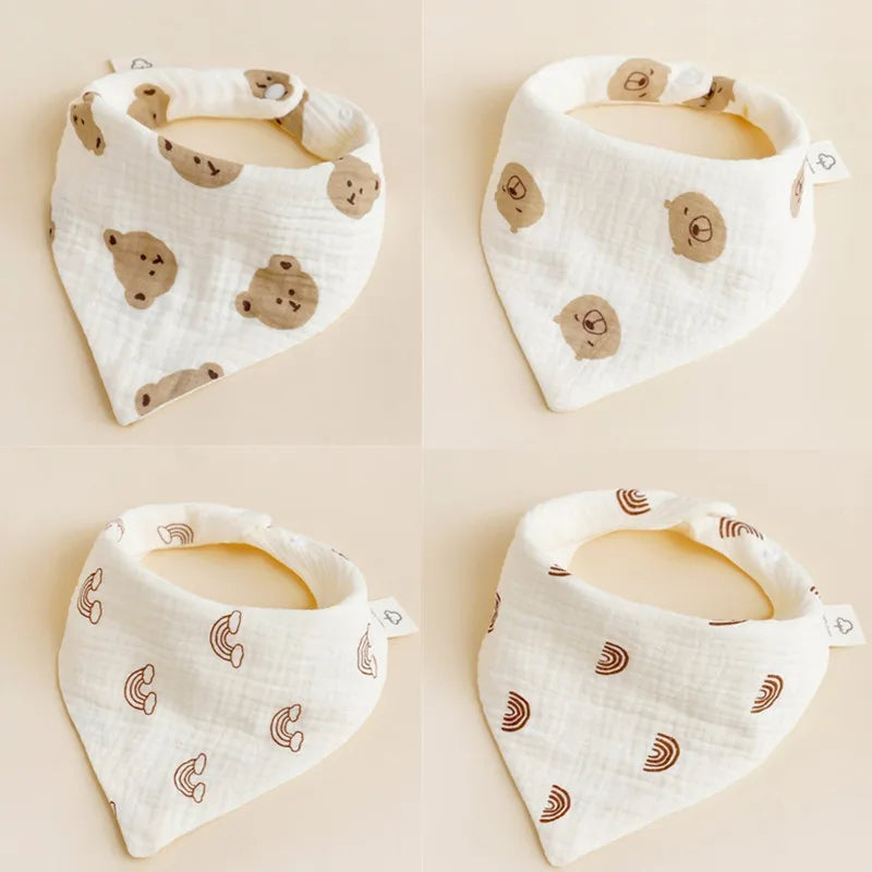 4 Piece Cotton Bib Set - Rainbows & Teddies – The Neutral Newborn