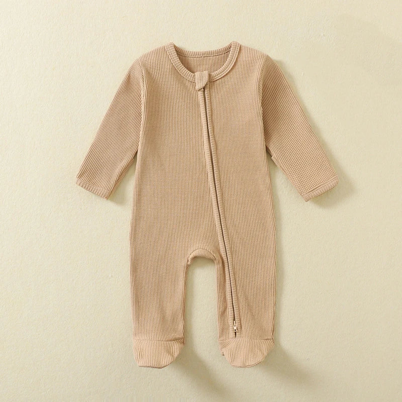 Basic Waffle Zippered Onesie - Beige – The Neutral Newborn